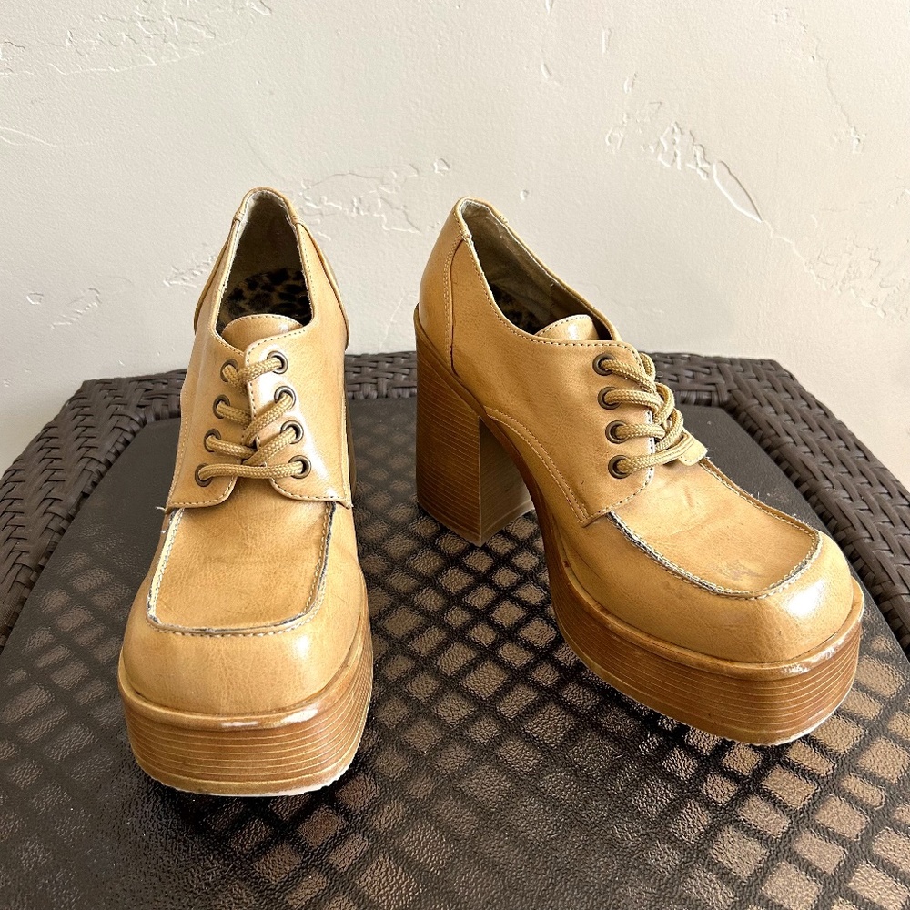 Vintage Soda Y2k Platform Chunky Heel Lace Up Shoes S… - Gem